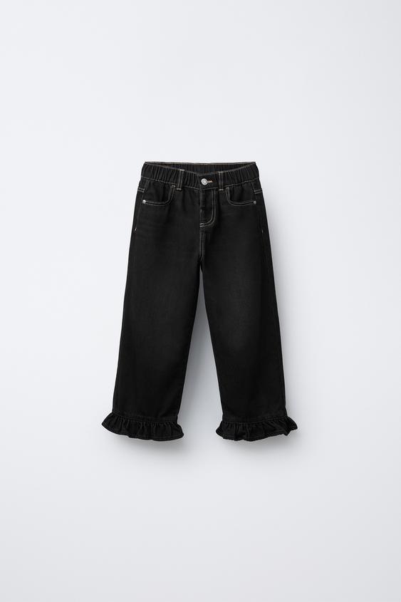 JEAN JUPE-CULOTTE À BAS VOLANTÉ - Noir | ZARA Canada