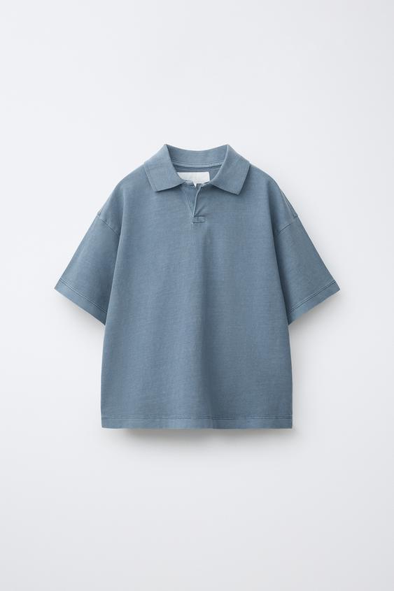 WASHED EFFECT POLO SHIRT - Blue | ZARA Turkey