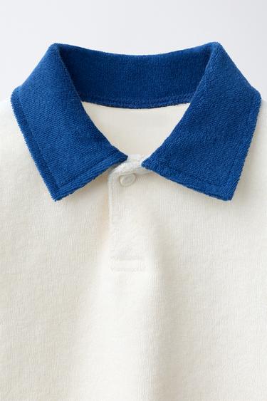 T-SHIRT POLO EFFET ÉPONGE - Bleu | ZARA France