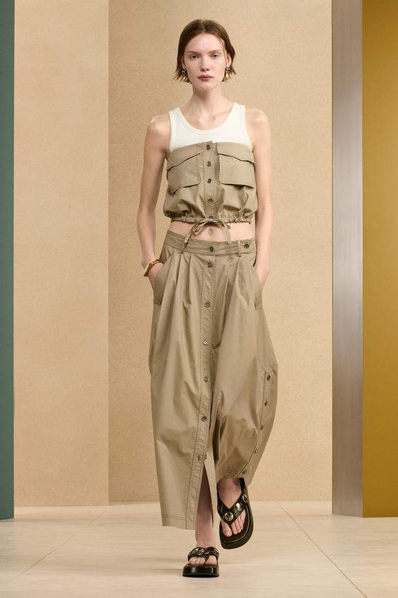 ST SKRT 14 - 라이트 카키 | ZARA South Korea / 대한민국