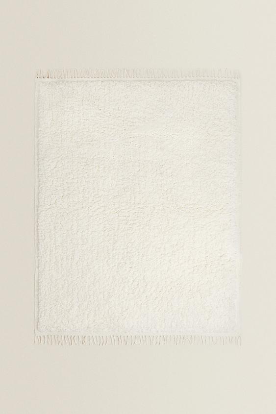 RECTANGULAR TEXTURED COTTON AREA RUG - White | ZARA Mexico
