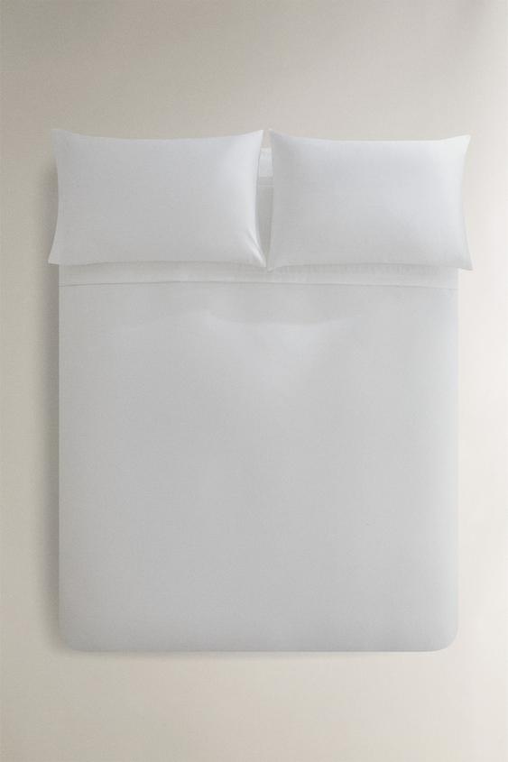 PLISSERAT PÅSLAKAN I BOMULLSSATÄNG (TRÅDTÄTHET PÅ 1000) - Vit | ZARA ...