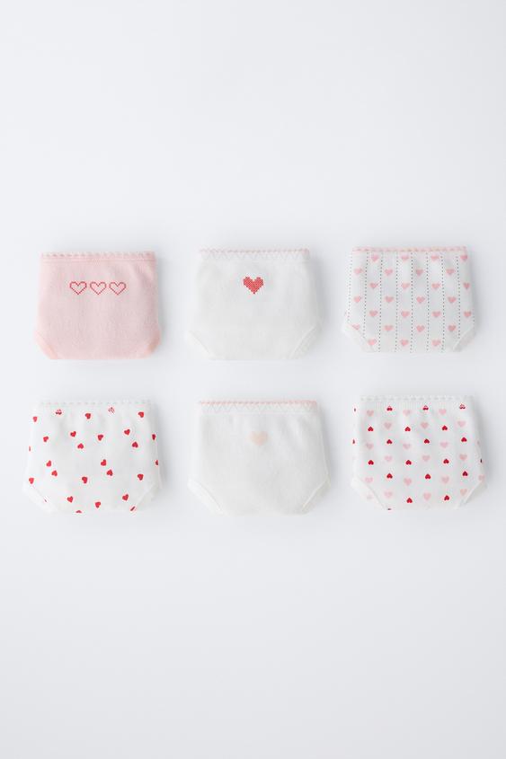 1 1/2- 6 YEARS/ SIX-PACK OF HEART PRINT UNDERWEAR - Ecru | ZARA United ...