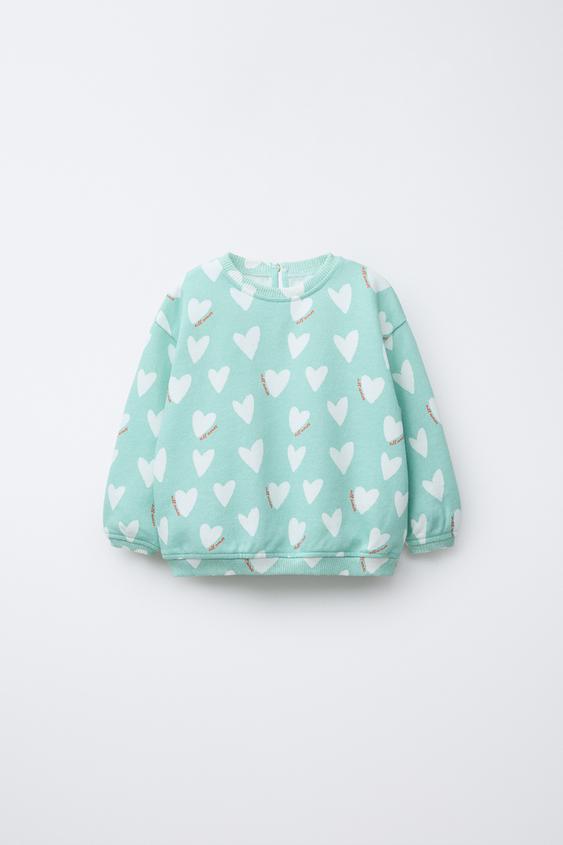 HEART PRINT SWEATSHIRT - Sea green | ZARA Spain