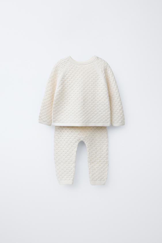 SILK AND COTTON KNIT SET - Ecru | ZARA Thailand