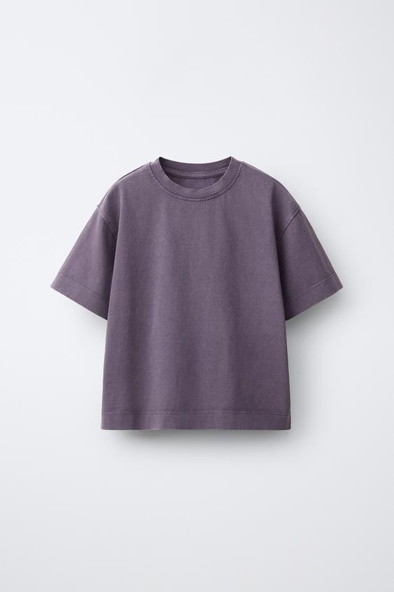 HEAVY WEIGHT WASHED EFFECT T-SHIRT - Purple | ZARA Canada
