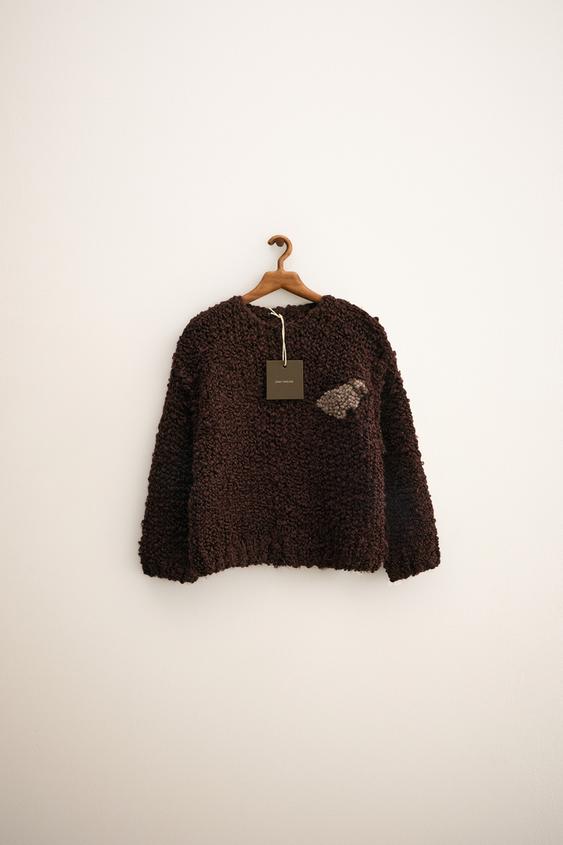 ZARA TIMELESS - SUÉTER TEJIDO BORDADO CON LANA - Chocolate | ZARA Mexico