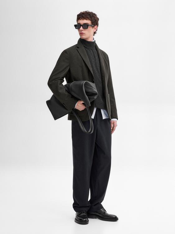 Blazer en laine mélangée - Kaki | ZARA Canada