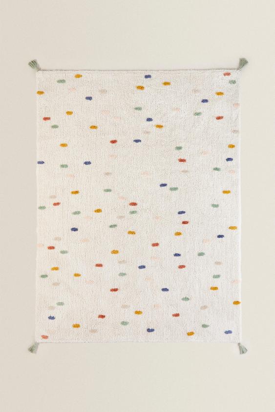 CHILDREN’S MULTICOLORED POLKA DOT COTTON AREA RUG - Oyster-white | ZARA ...