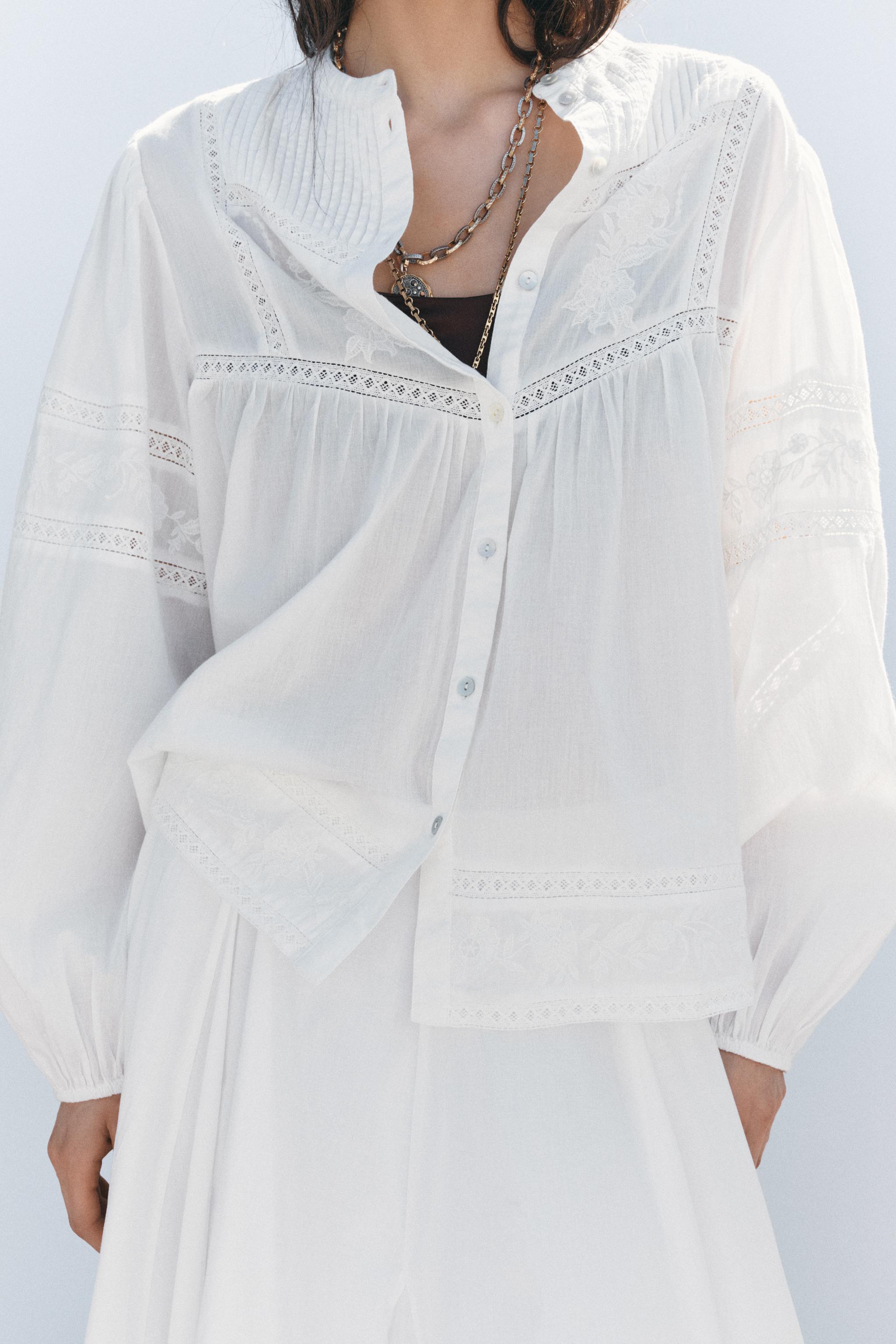 EMBROIDERED ROMANTIC BLOUSE ZW COLLECTION - Ecru | ZARA Canada EMBROIDERED ROMANTIC BLOUSE ZW COLLECTION - Ecru | ZARA Canada
