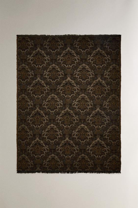 PĂTURĂ CU MOTIV FLORAL JACQUARD - Maro | ZARA România