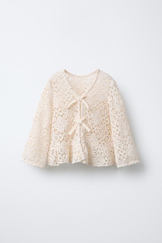 JAKET RAJUTAN CROCHET - Ecru | ZARA Indonesia