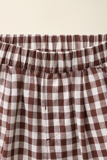 SHORT À CARREAUX VICHY EN COTON ET LIN CRÉÉ PAR CARAMEL LONDON X ZARA ...