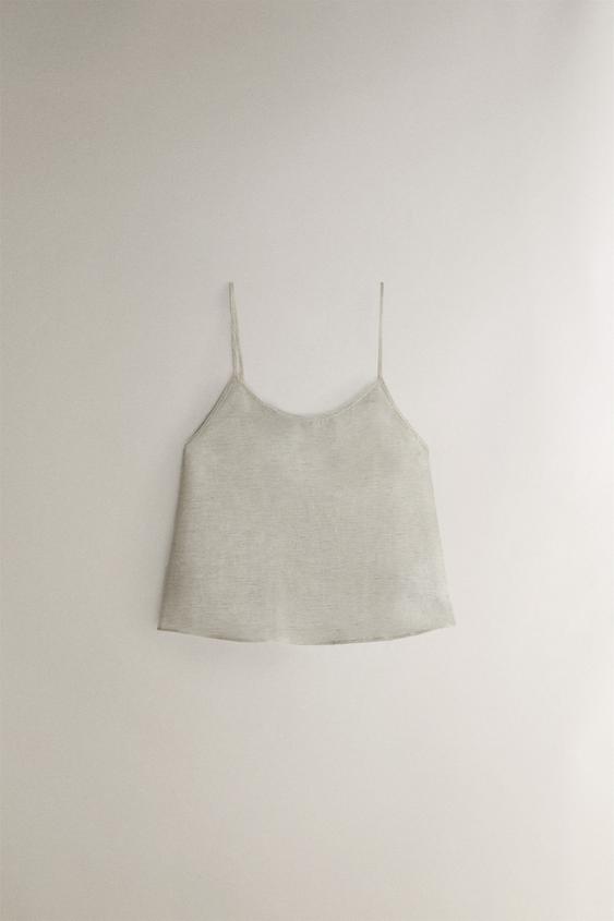 TOP EN LIN - Écru | ZARA Belgique / Belgium