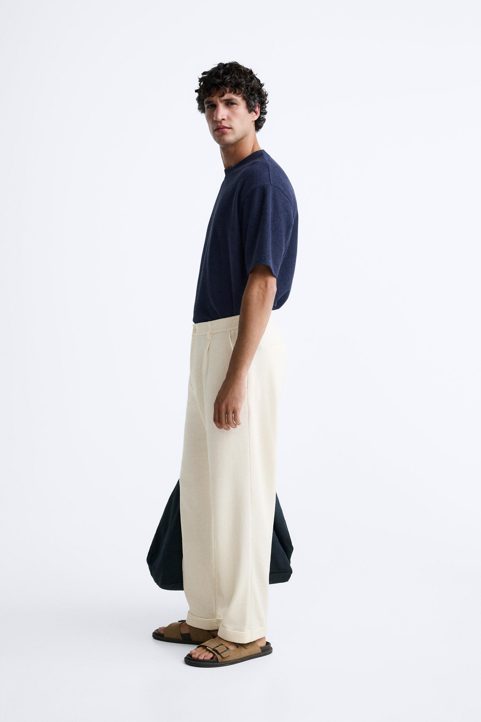 TEXTURED PLEATED PANTS - Ecru | ZARA United States TEXTURED PLEATED PANTS - Ecru | ZARA United States