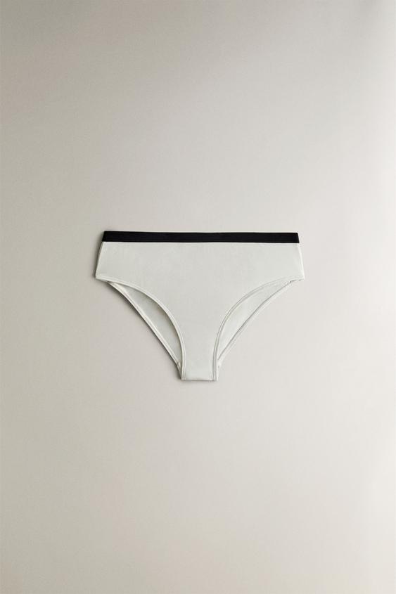 BIKINIBROEKJE MET HOGE TAILLE MET CONTRASTSTREEP - Ecru | ZARA ...