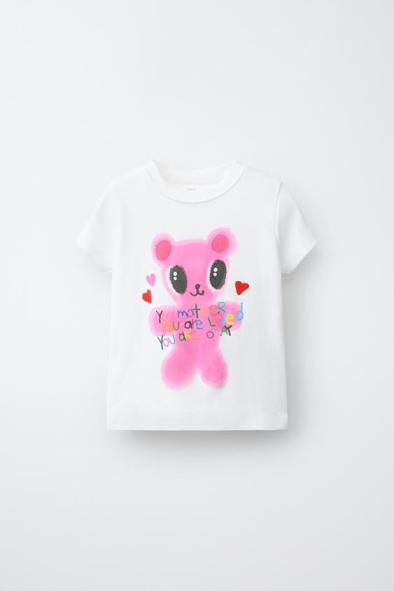 TEDDY BEAR PRINT T-SHIRT - Oyster-white | ZARA Ireland