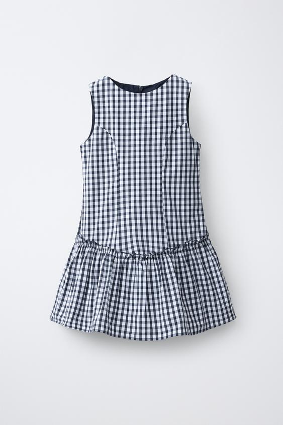 VESTITO STAMPA A QUADRI - Bianco / Marino | ZARA Italia / Italy