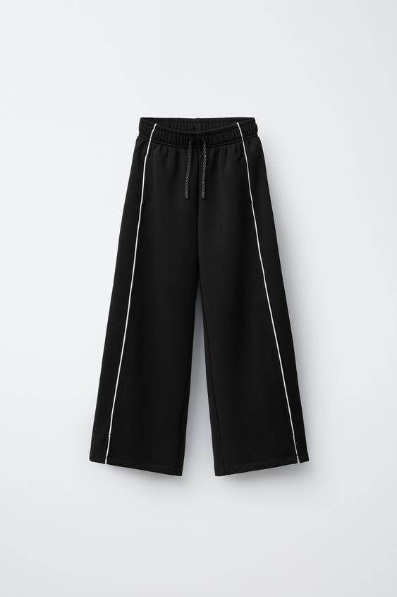 CALÇA COM MODAL E DEBRUM EM CONTRASTE - Preto | ZARA Brasil