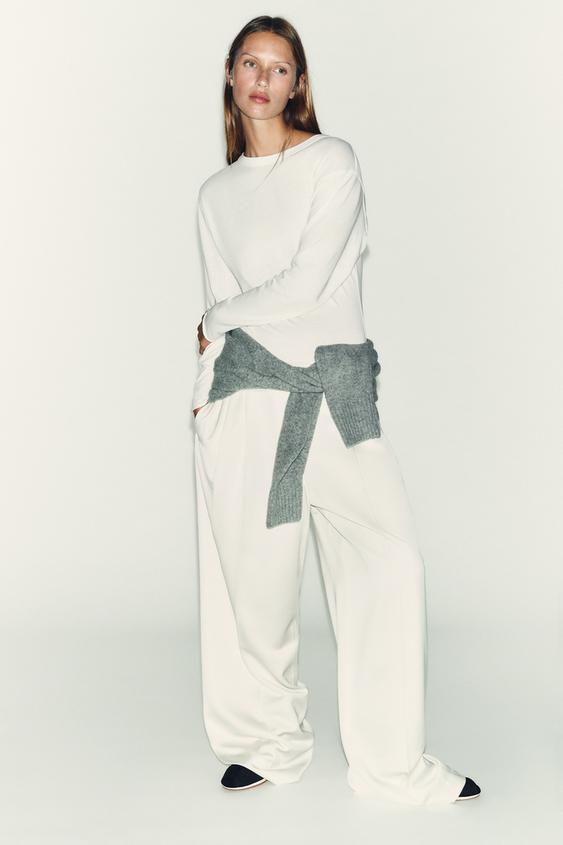 TRICOU CU MÂNECĂ LUNGĂ - Ecru deschis | ZARA România