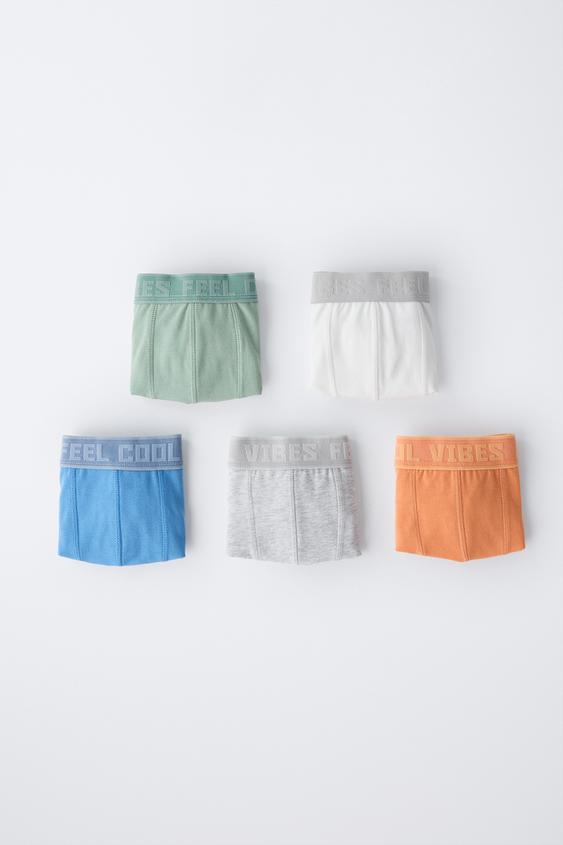 6-14 YEARS/ PACK OF FIVE TEXT BOXERS - Multicoloured | ZARA Turkey