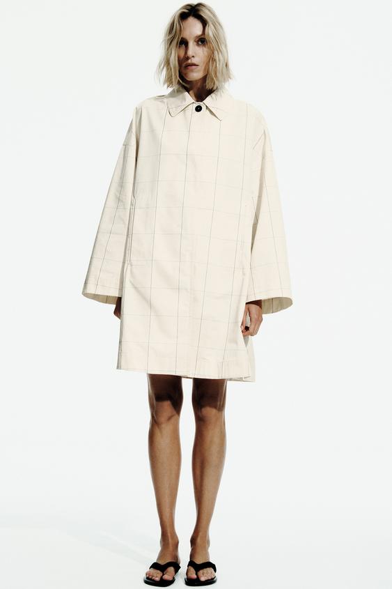 TRENCH CUADROS ZW COLLECTION - Mantequilla | ZARA Mexico