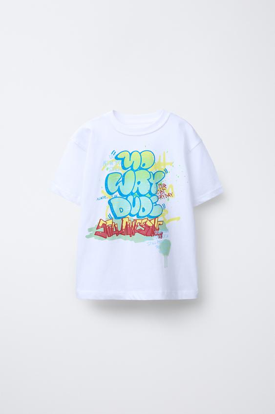 GRAFFITI PRINT T-SHIRT - White | ZARA South Africa