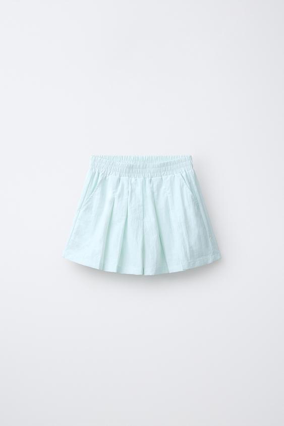 FALDA BERMUDA NYLON TABLAS - Menta | ZARA España