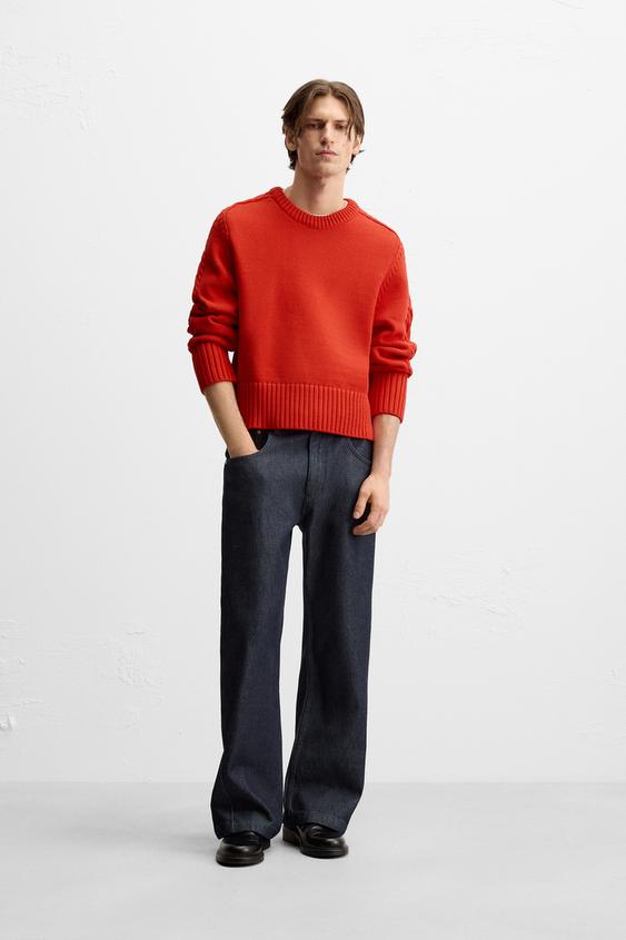 LIMITED EDITION CABLE-KNIT SWEATER - Red | ZARA Ireland