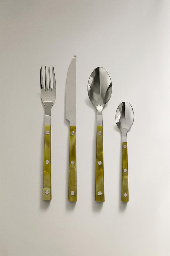 SET POSATE 4 PEZZI MANICO ACRILICO - VERDE | ZARA Italia / Italy