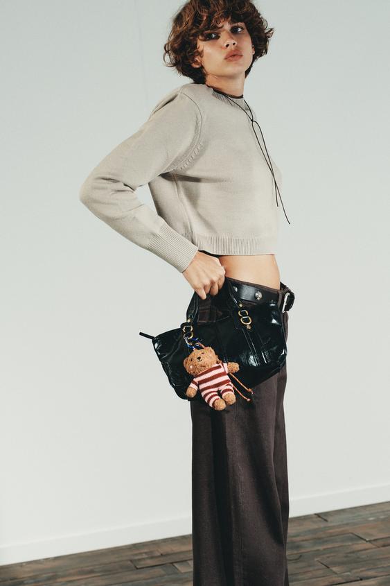 STRIPED TEDDY BEAR CHARM KEY RING - camel | ZARA United Kingdom