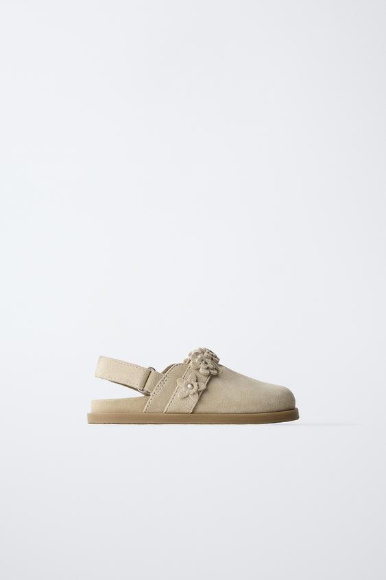 LEATHER FLOWER CLOGS - Sandy Brown | ZARA United States