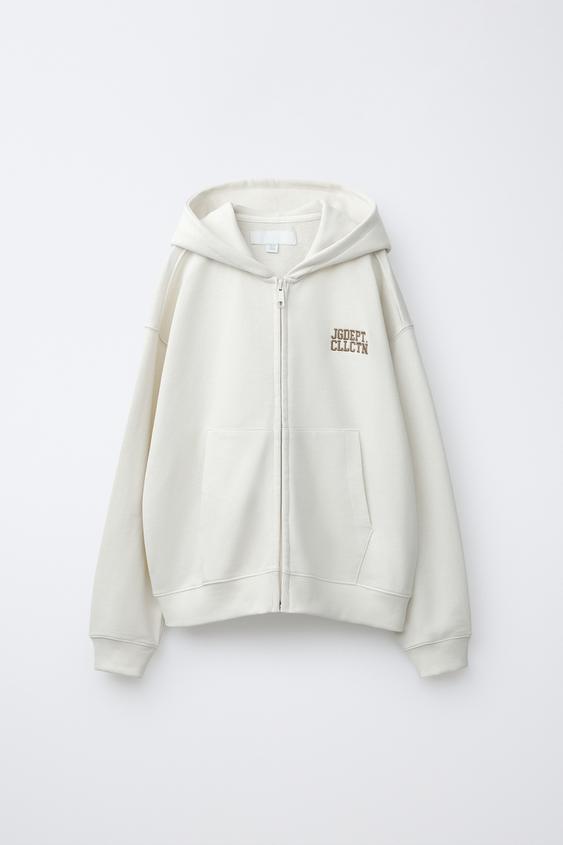 BLUZA JOGGINGOWA Z SUWAKIEM - Ecru | ZARA Polska / Poland