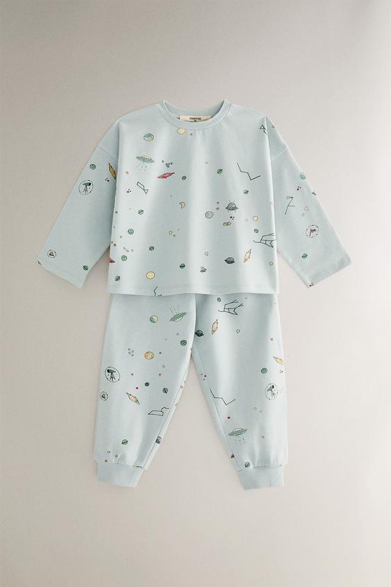 CHILDREN'S COTTON SPACE PYJAMA SET - Light blue | ZARA Ireland