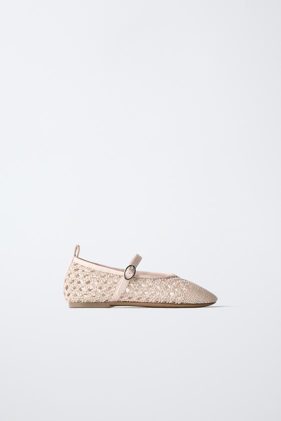 CROCHET EFFECT BALLET FLATS - Pink | ZARA Canada