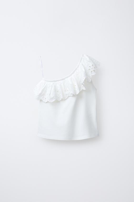 ASYMMETRIC TOP WITH RUFFLE TRIMS - White | ZARA Australia
