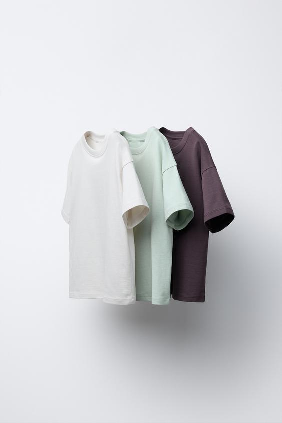 PACK DE TRÊS CAMISETAS LISAS - Roxo | ZARA Brasil