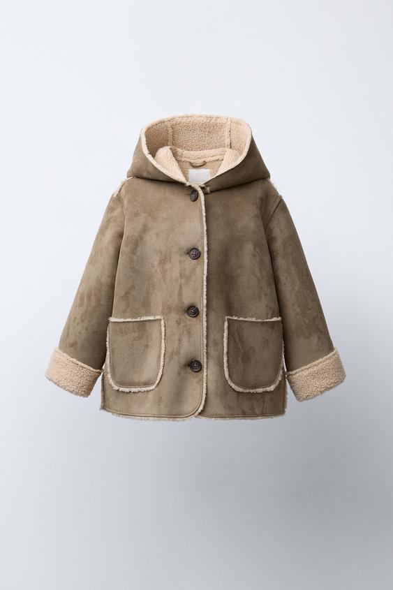 DOUBLE-FACED FAUX SHEARLING COAT - Light khaki | ZARA United Kingdom