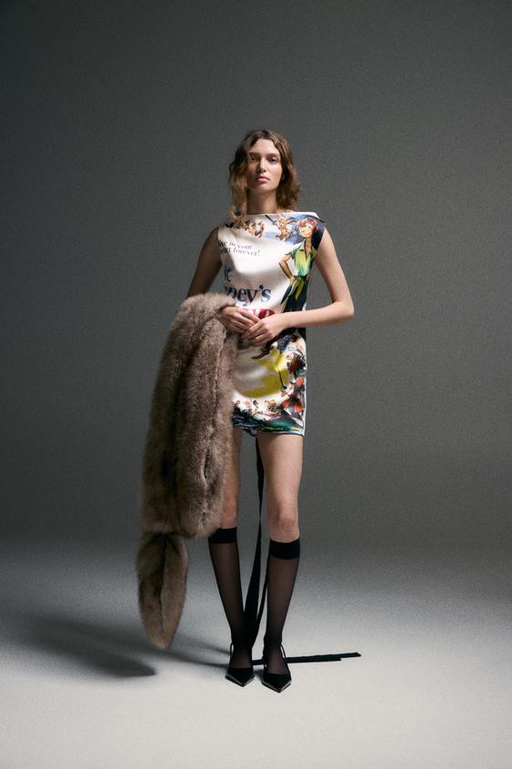 PETER PAN PRINT SATIN DRESS HARRY LAMBERT FOR ZARA X DISNEY - only one ...