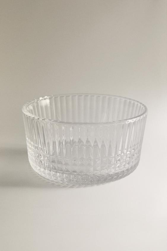 GLASS MINI BOWL WITH RAISED GEOMETRIC DESIGN - Transparent | ZARA Turkey
