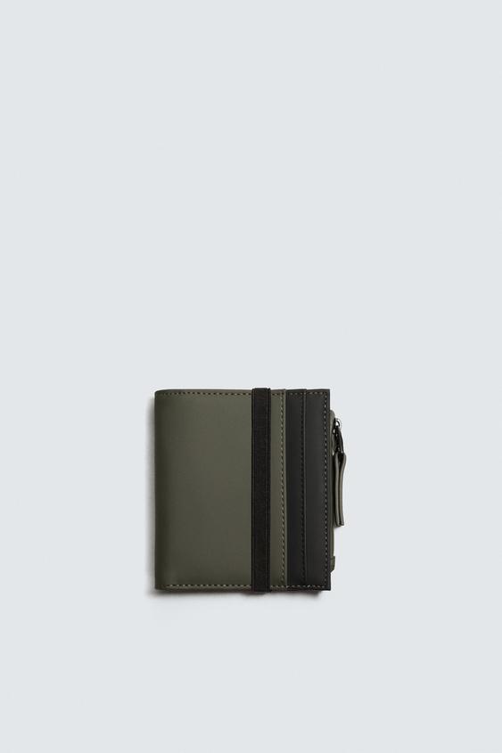 RUBBERISED WALLET WITH COIN POUCH - Khaki Green | ZARA Australia