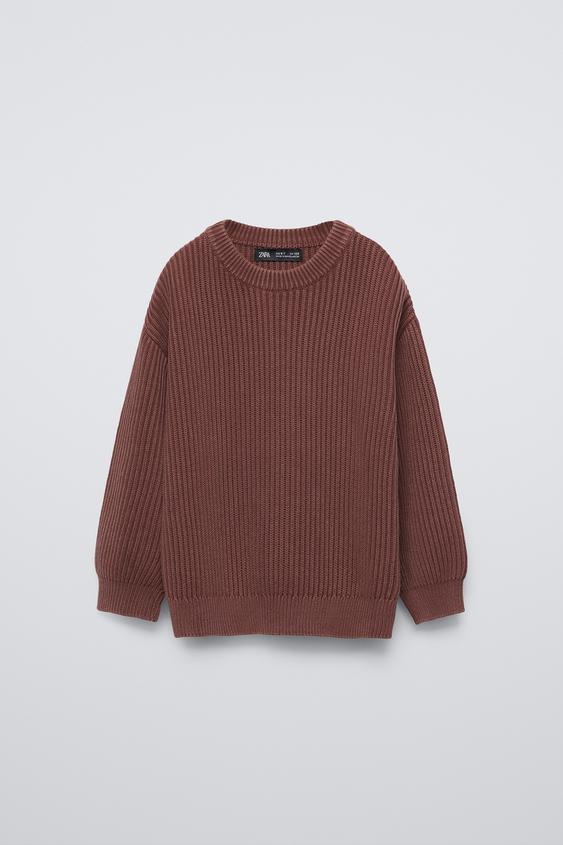 ACID WASH KNIT SWEATER - Brown | ZARA Singapore