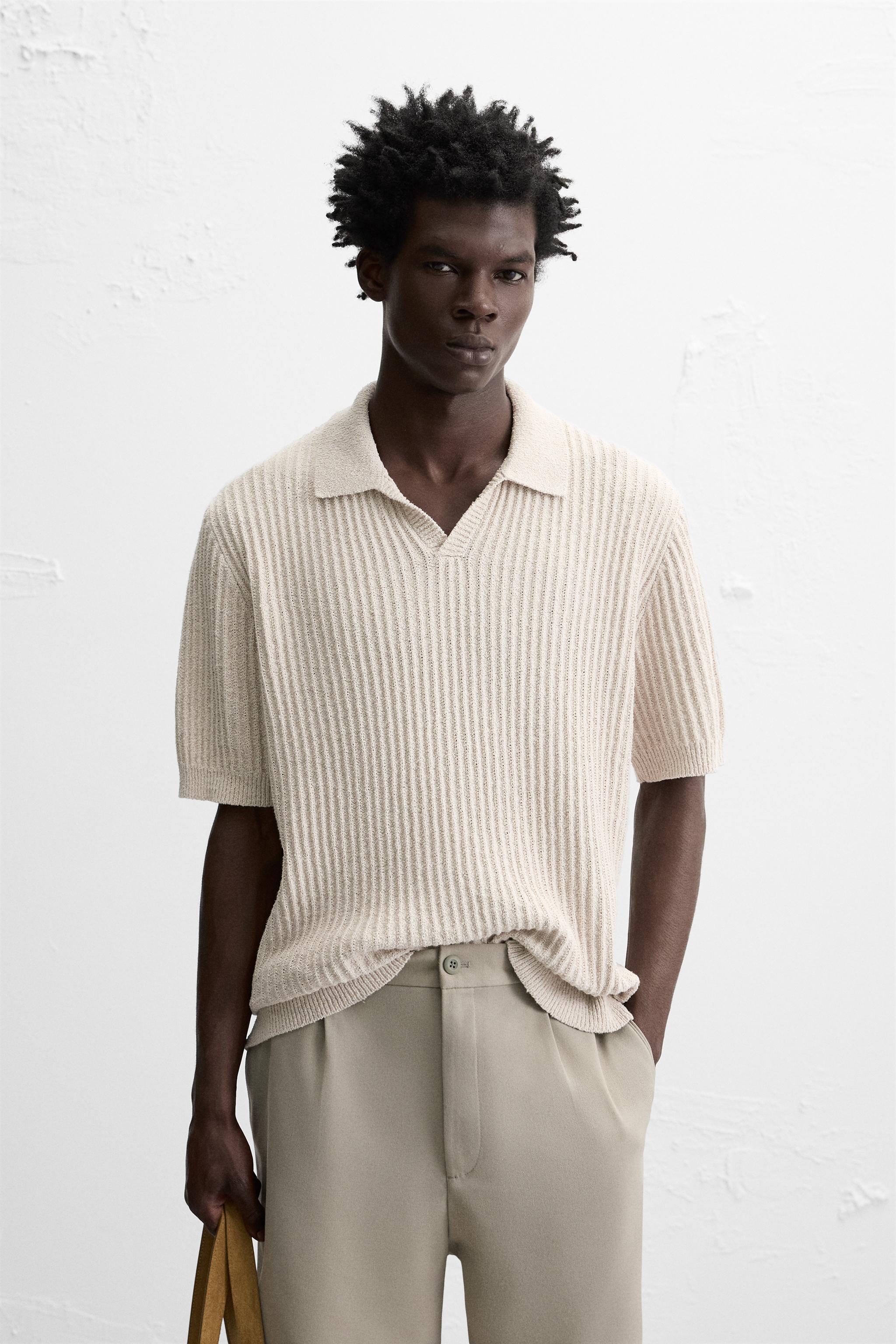 RIB KNIT RUSTIC POLO SHIRT - Sand | ZARA United States RIB KNIT RUSTIC POLO SHIRT - Sand | ZARA United States