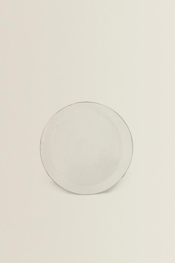 BOROSILICATE GLASS SIDE PLATE WITH RIM - Silver | ZARA Turkey