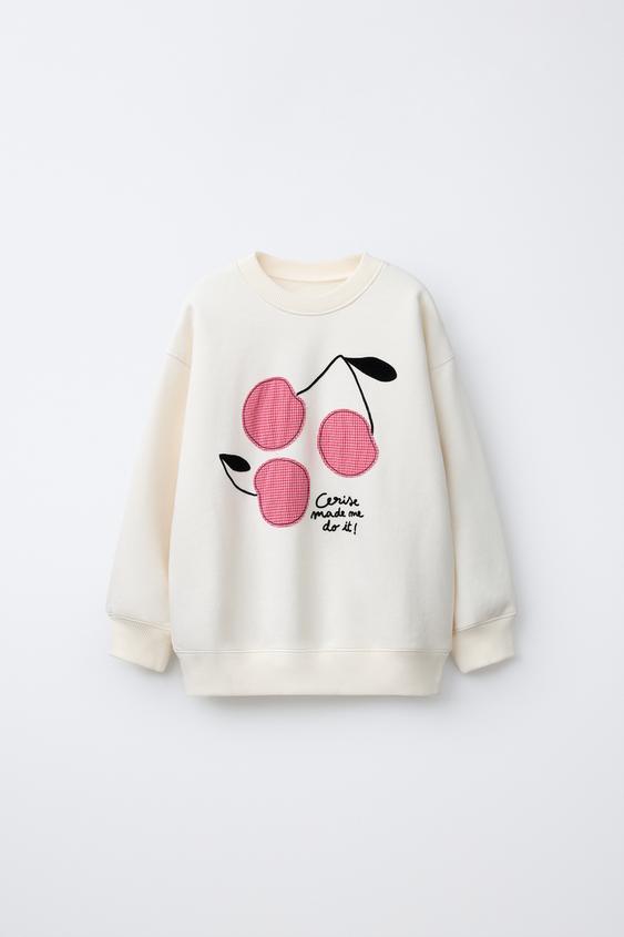 CHERRY PATCH SWEATSHIRT - Ecru | ZARA United States