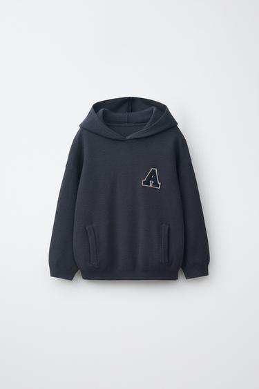 MOLETOM DE TRICÔ COM CAPUZ - Cinza-azul | ZARA Brasil