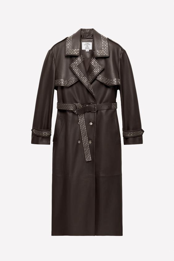LEATHER STUDDED TRENCH COAT LUDOVIC DE SAINT SERNIN x ZARA - Dark brown ...