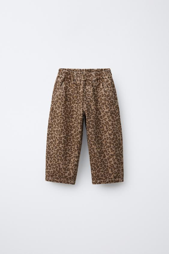 ANIMAL PRINT BAGGY TROUSERS - Brown | ZARA India