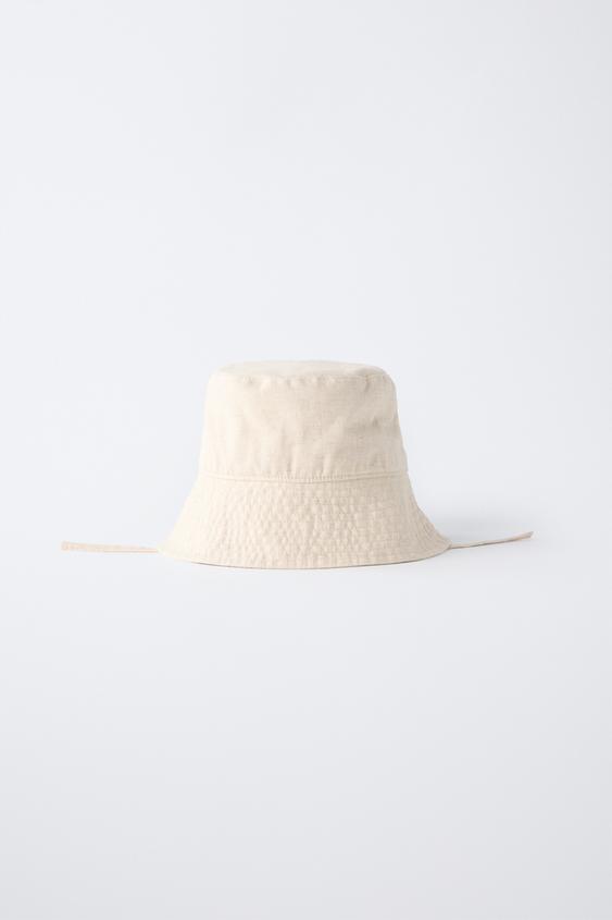 COTTON LINEN BUCKET HAT - Sand | ZARA South Africa