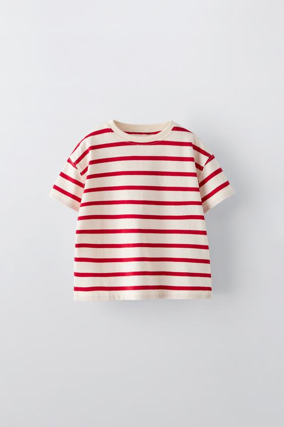 STRIPED T-SHIRT - White / Red | ZARA Turkey